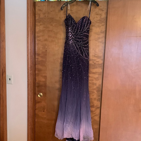 Riva Designs | Dresses | Riva Designs Purple And Pink Embellished Gown ...